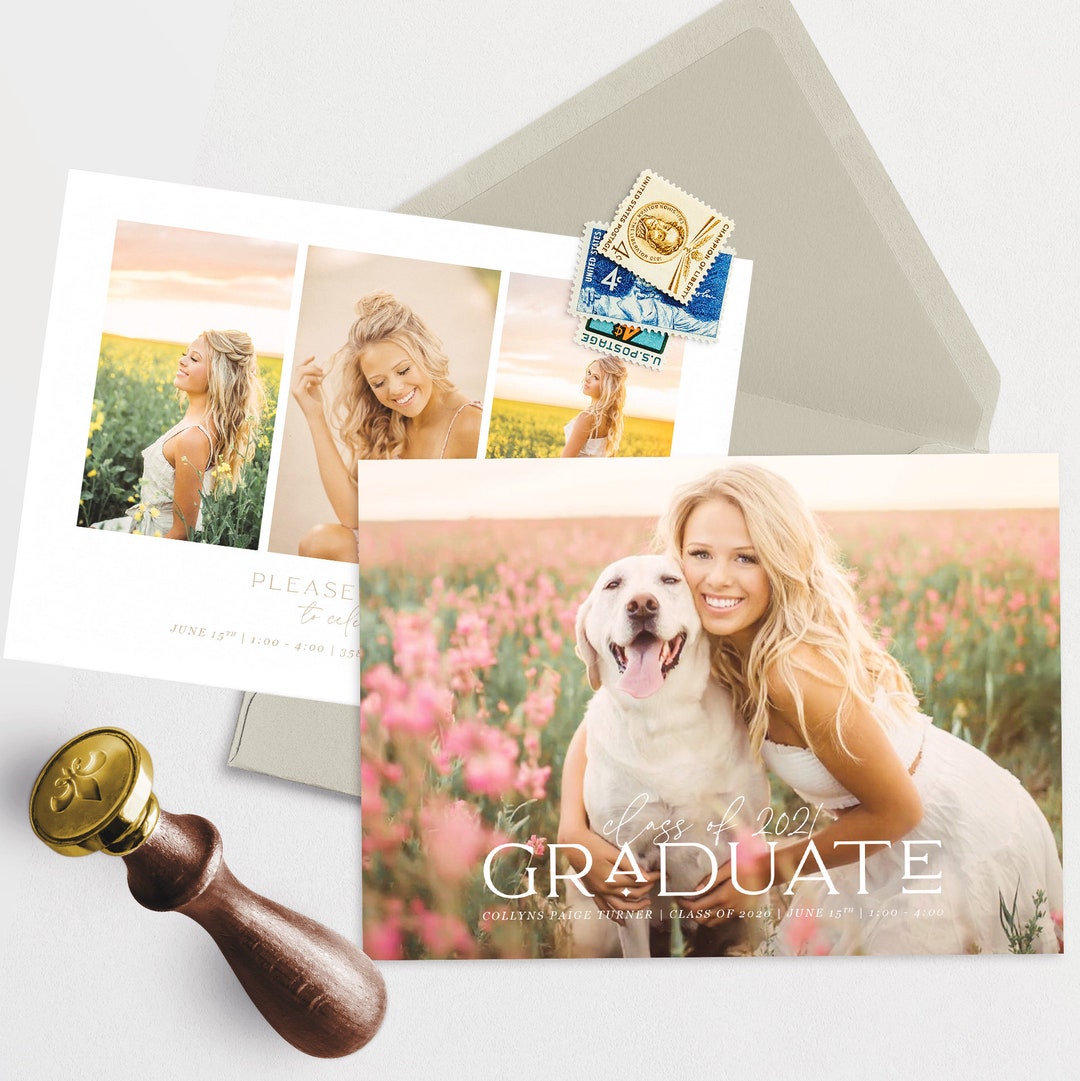 Graduation Invitation Template With Photo Card Photoshop Template ...