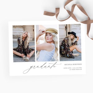 CANVA Graduation Invitation Template With Photo Card Editable Senior ...