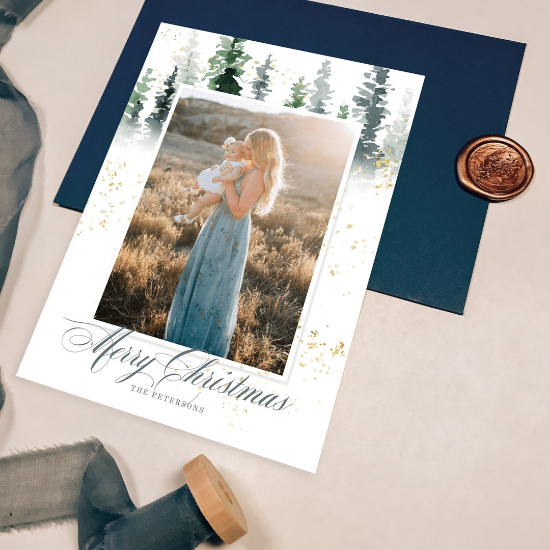 Christmas Card With Photo Template Printable Xmas Card Photo Holiday ...