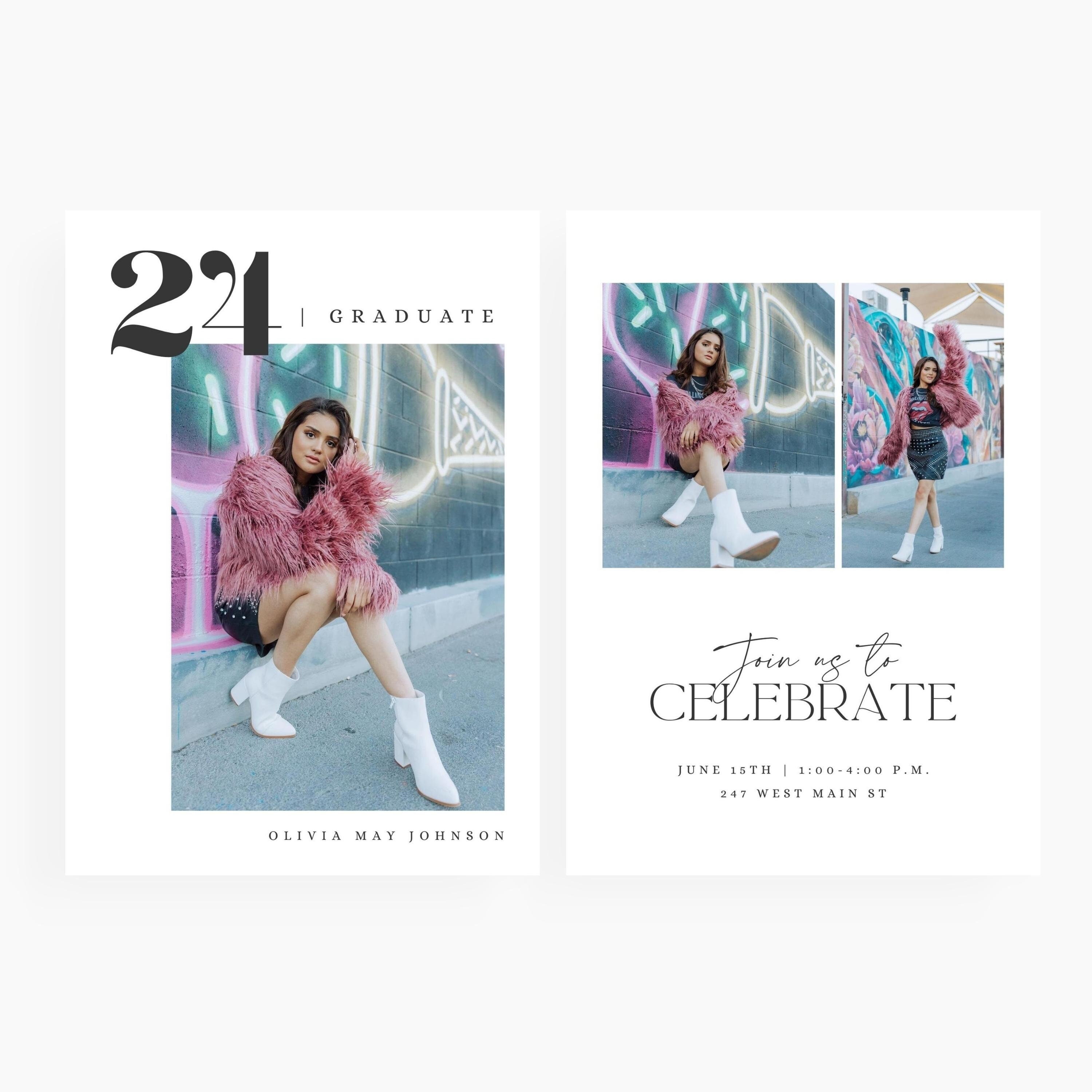 CANVA Graduation Invitation Template With Photo Card Editable - Etsy