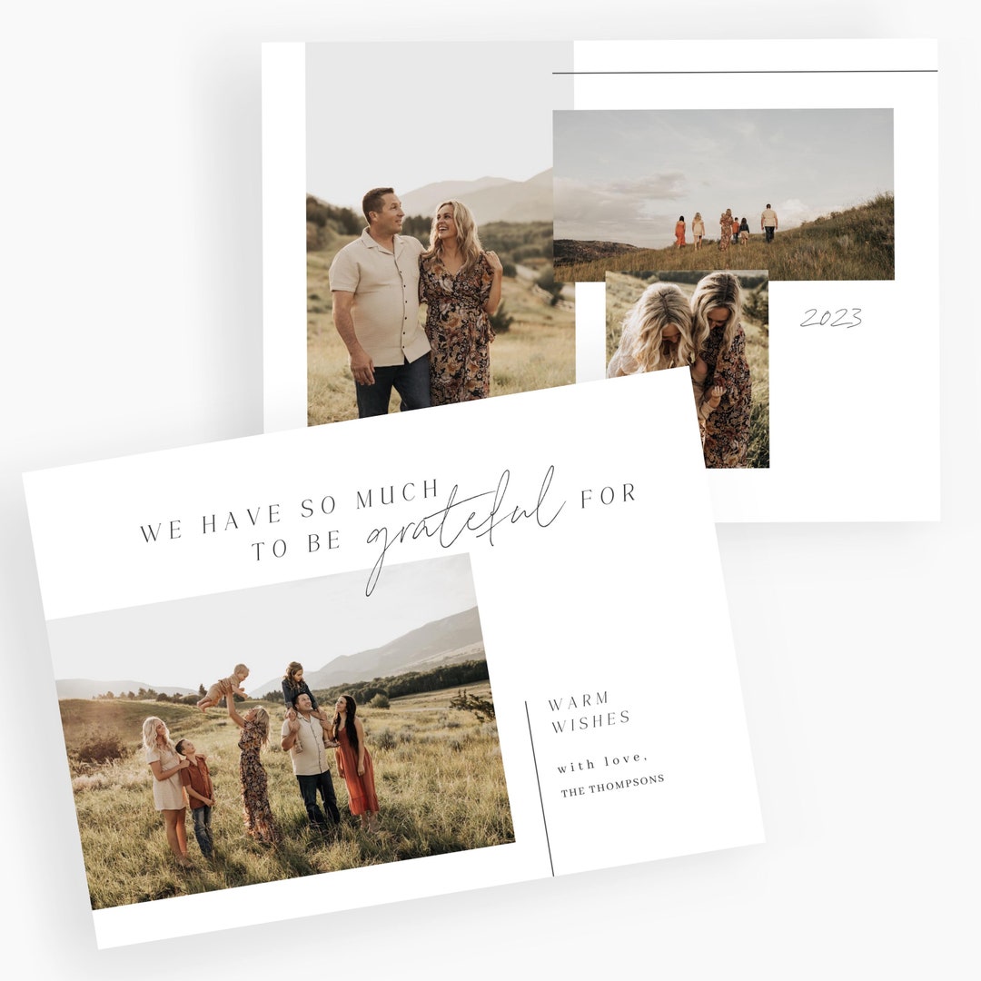 Modern Gratitude Holiday Card Canva Template | Minimalist Christmas or ...