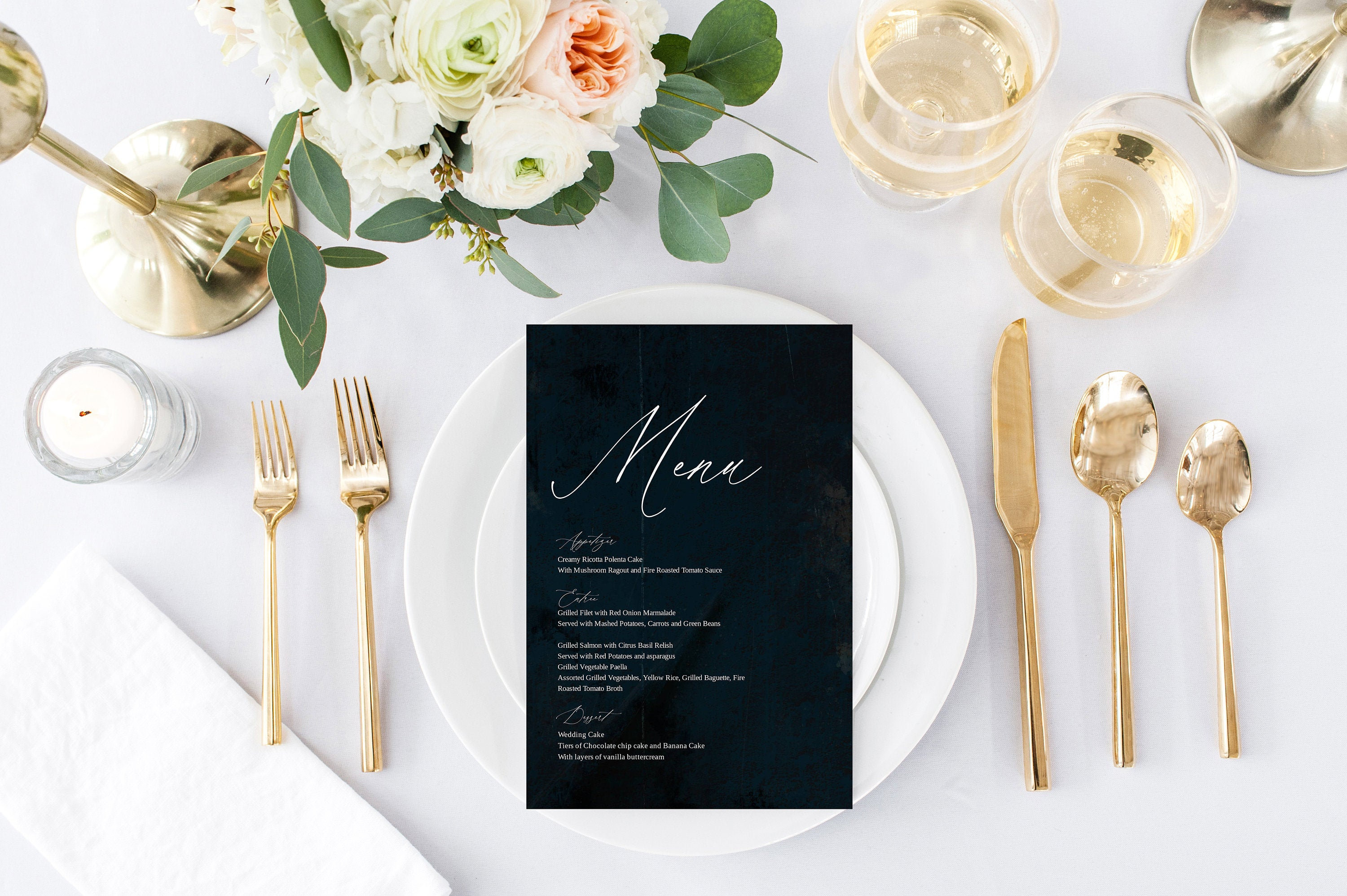 Wedding Dinner Menu Formal Dinner Menu INSTANT DOWNLOAD Navy | Etsy