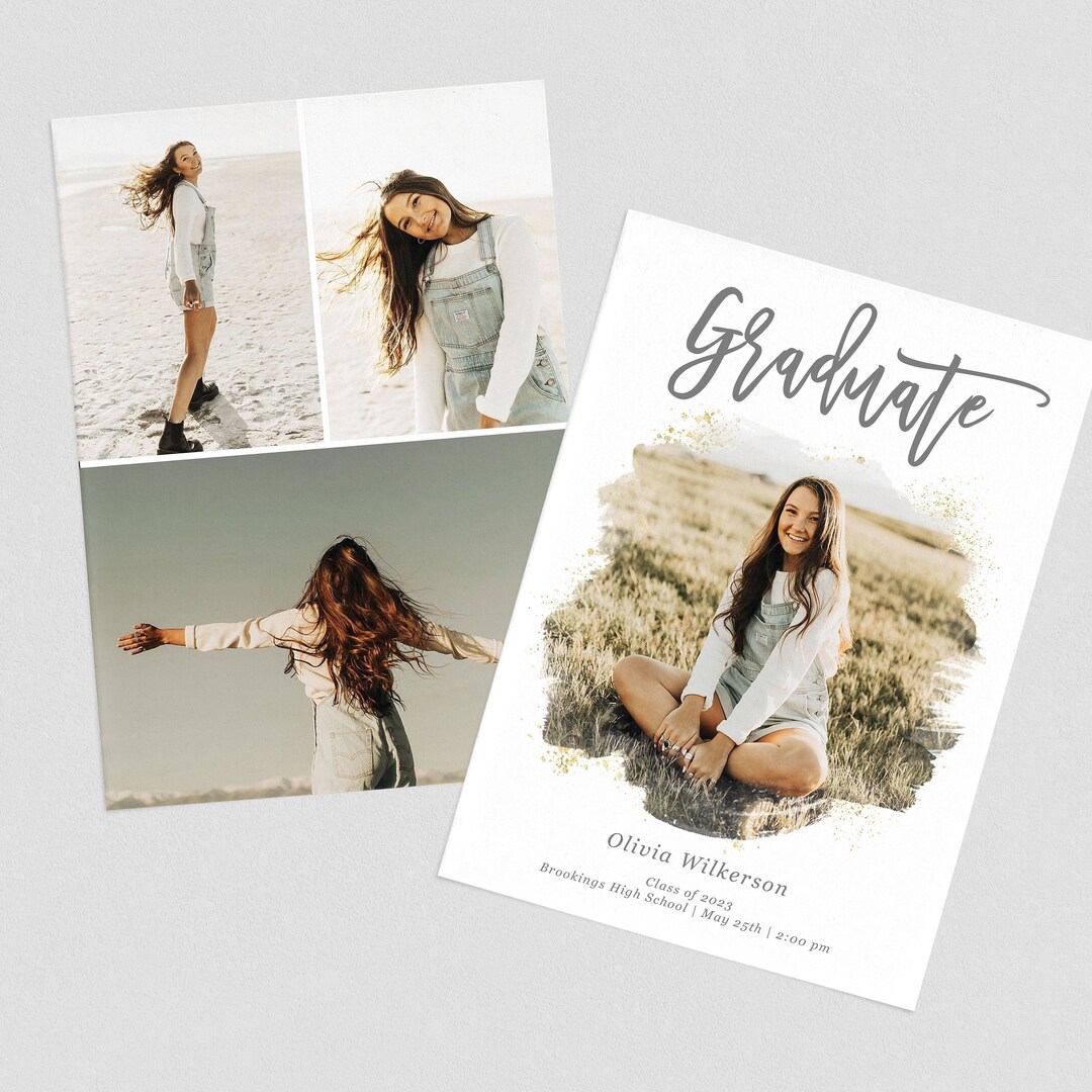 Graduation Invitation Template With Photo Card Photoshop - Etsy