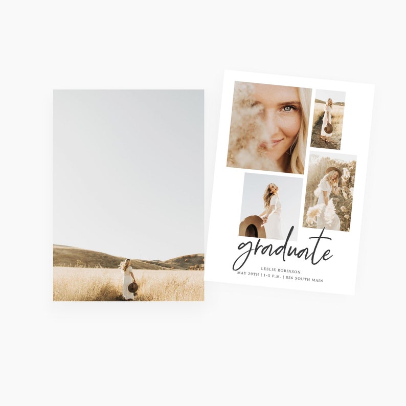 CANVA Graduation Invitation Template With Photo Card Editable - Etsy