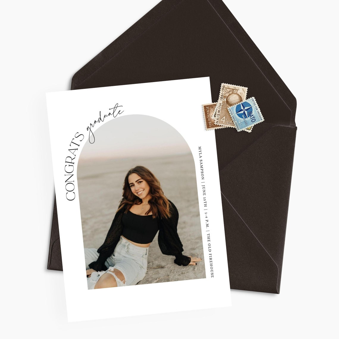 CANVA Graduation Invitation Template With Photo Card Editable - Etsy