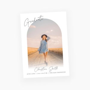 CANVA Graduation Invitation Template With Photo Card Editable Senior ...