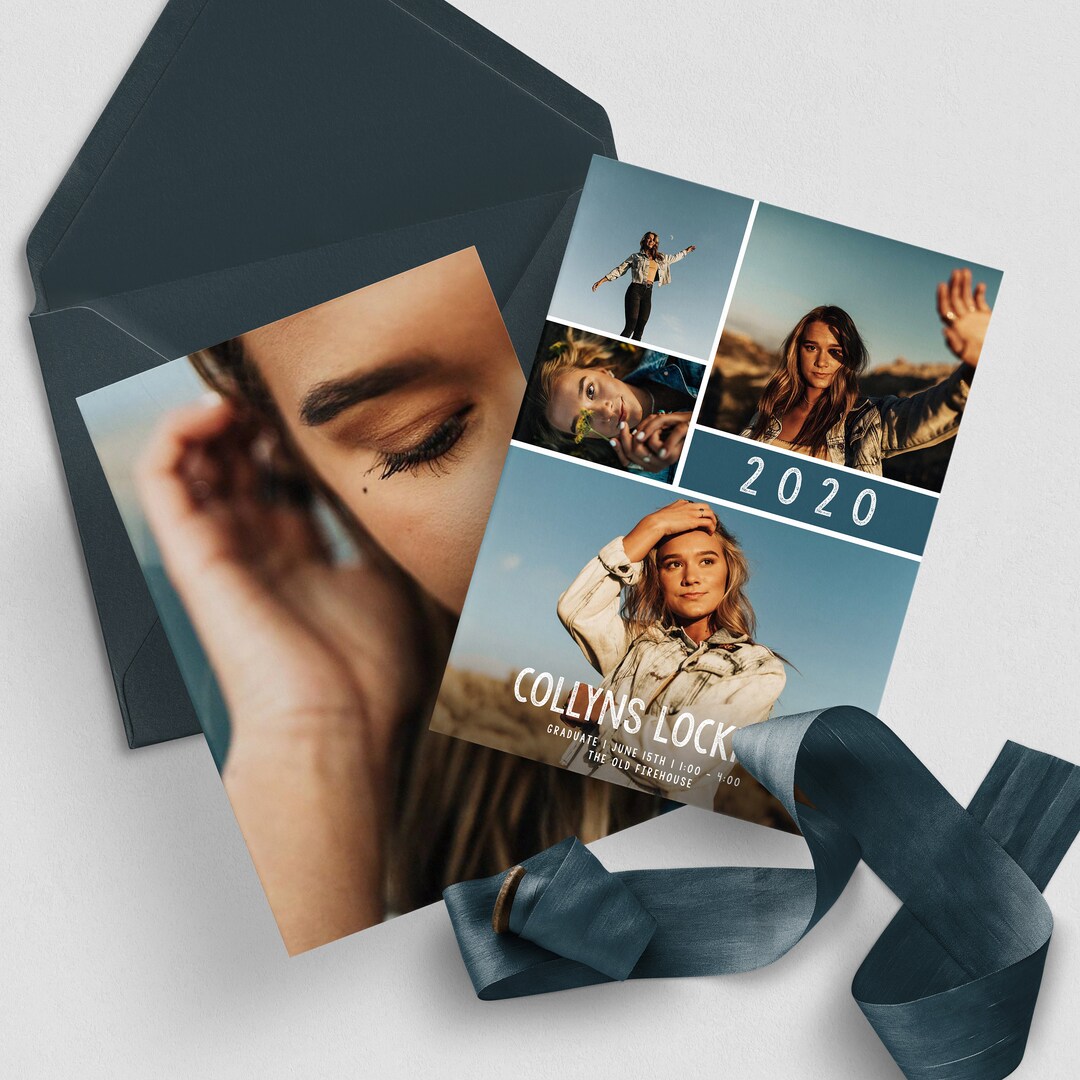 Graduation Invitation Template With Photo Card Photoshop - Etsy