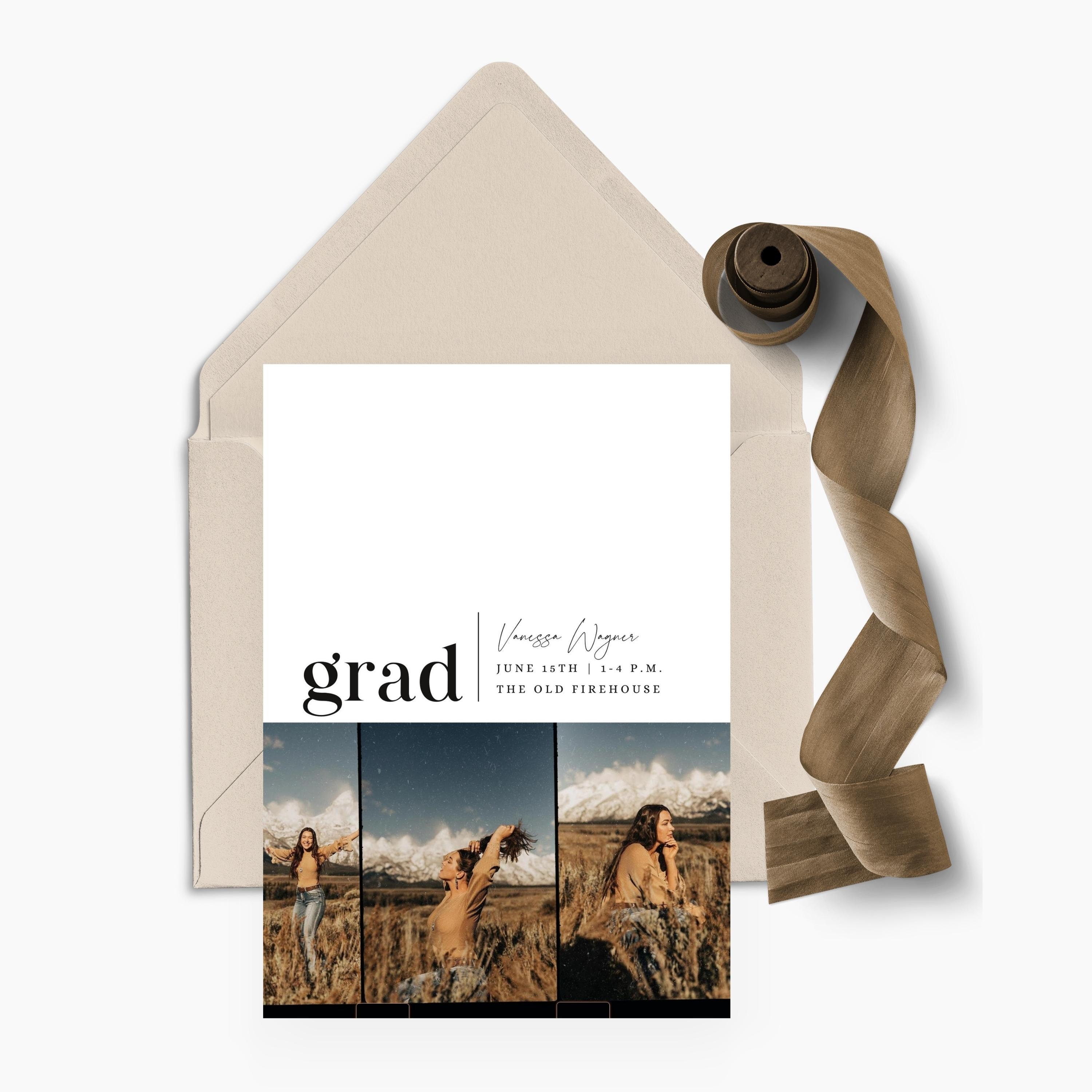 CANVA Graduation Invitation Template With Photo Card Editable | Etsy