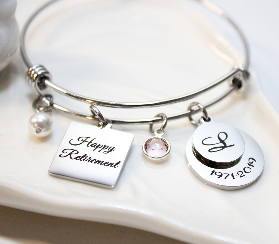 Retirement Bracelet, Personalized Retirement Bracelet, Retirement Charm ...