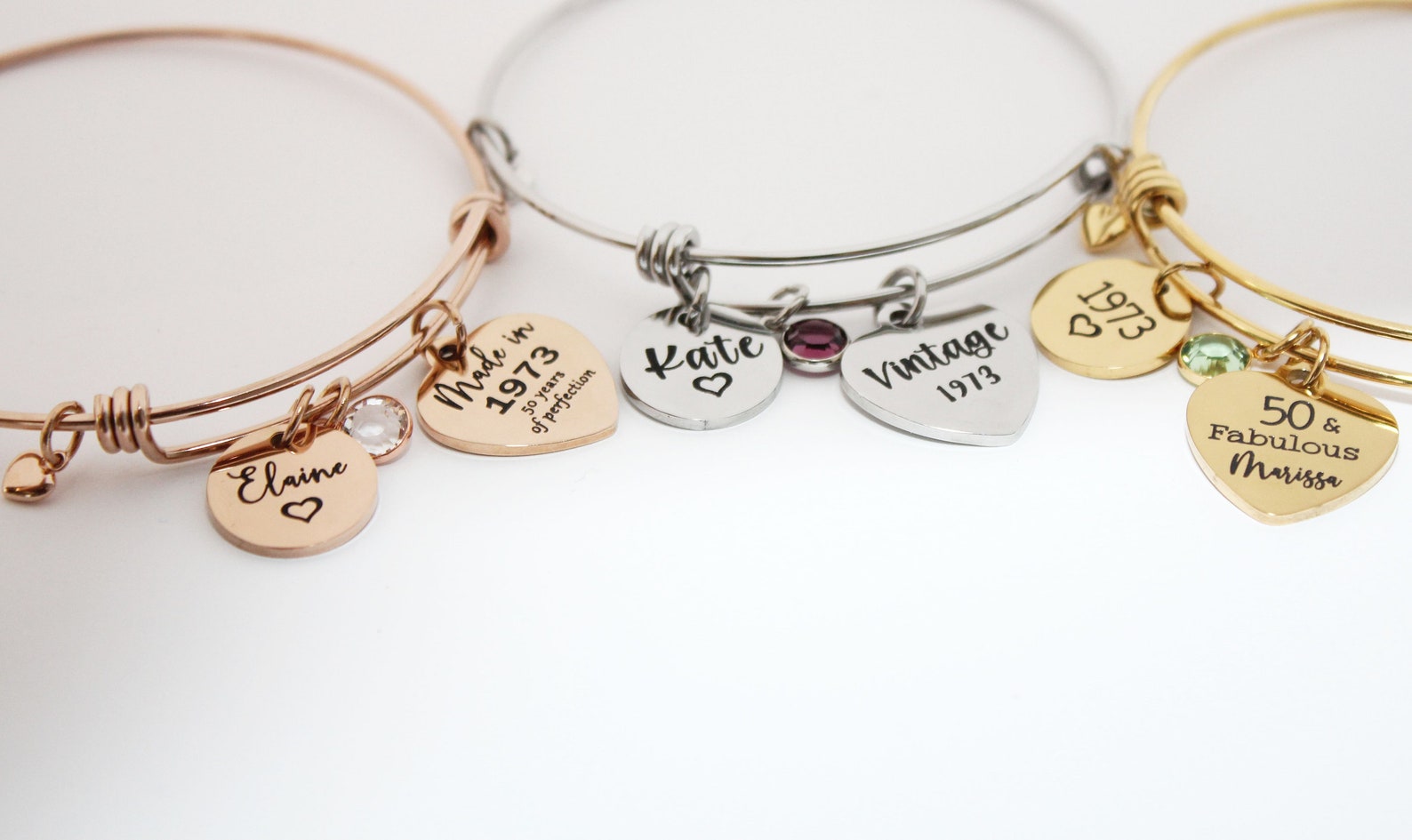 Birthday 50th Bangle, 50th Birthday Bracelet, 50th Birthday Jewelry ...