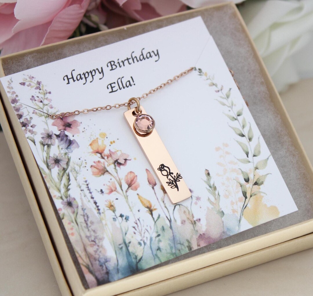 June Necklace With Birth Flower, June Birthday Gift With Birth Flower ...