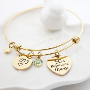 Birthday 50th Bangle, 50th Birthday Bracelet, 50th Birthday Jewelry ...
