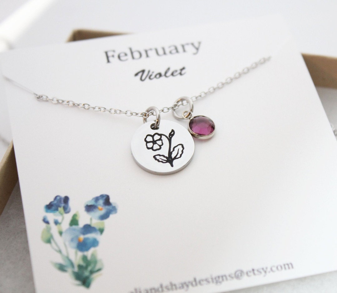 February Birth Flower Necklace, February Necklace, February Jewelry ...