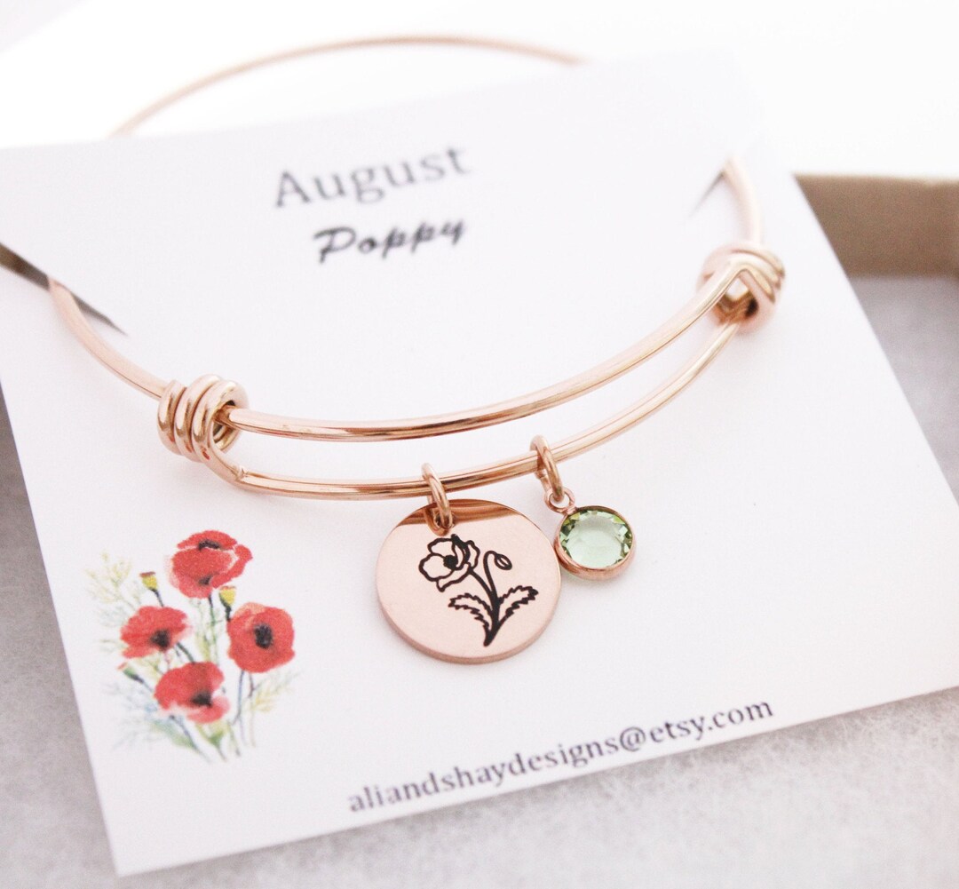 August Bracelet, August Birth Month Bracelet, August Birth Flower ...