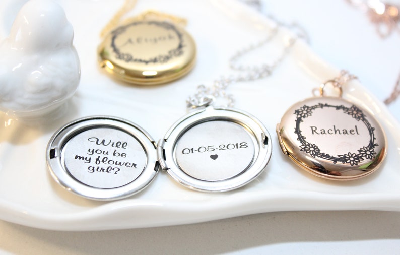Flower Girl Locket Necklace Flower Girl Locket Personalized - Etsy
