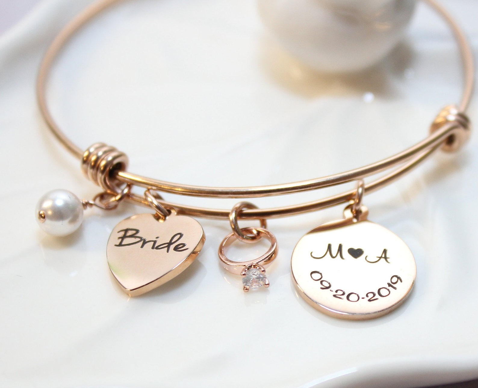 Bride Bracelet Personalized Bride Bracelet Bride Date | Etsy
