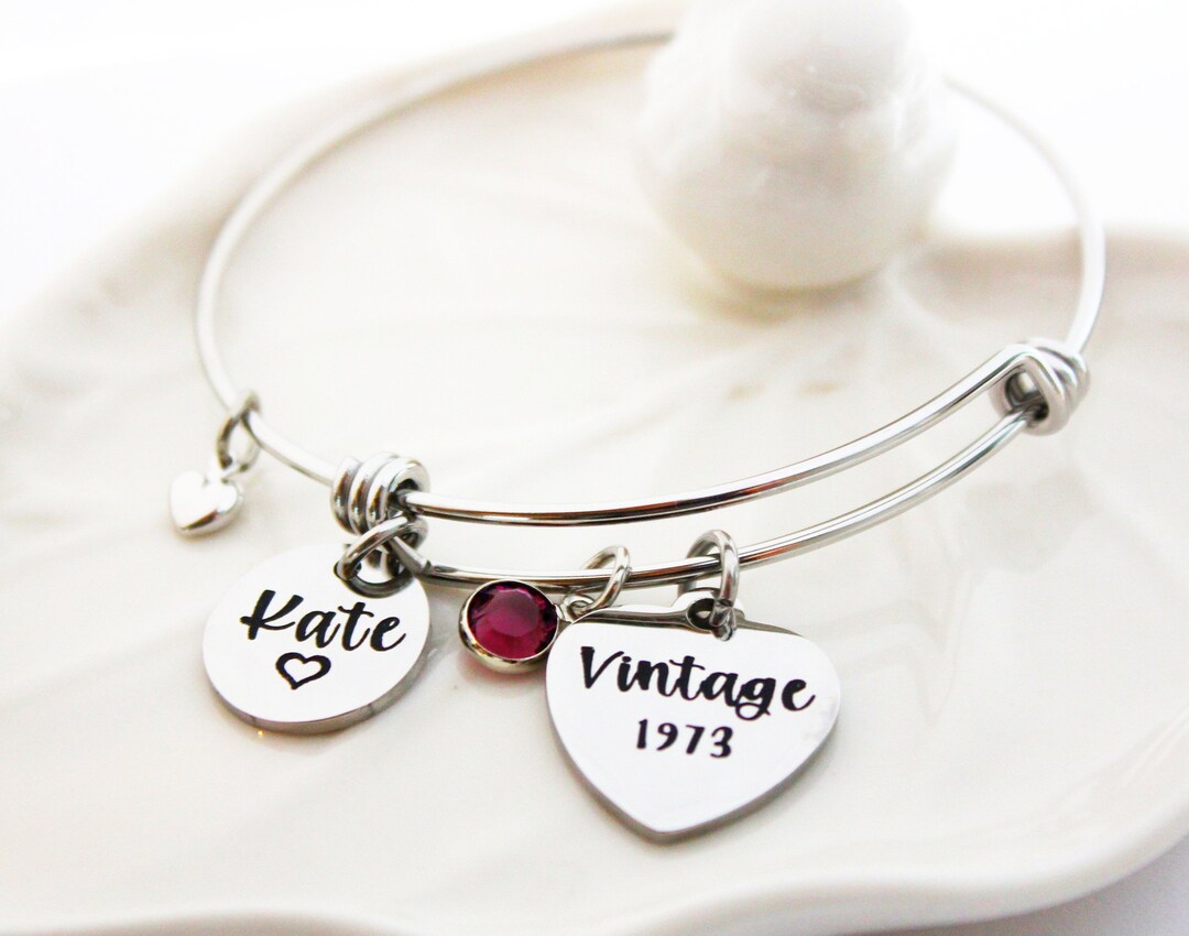 Birthday 50th Bangle, 50th Birthday Bracelet, 50th Birthday Jewelry ...