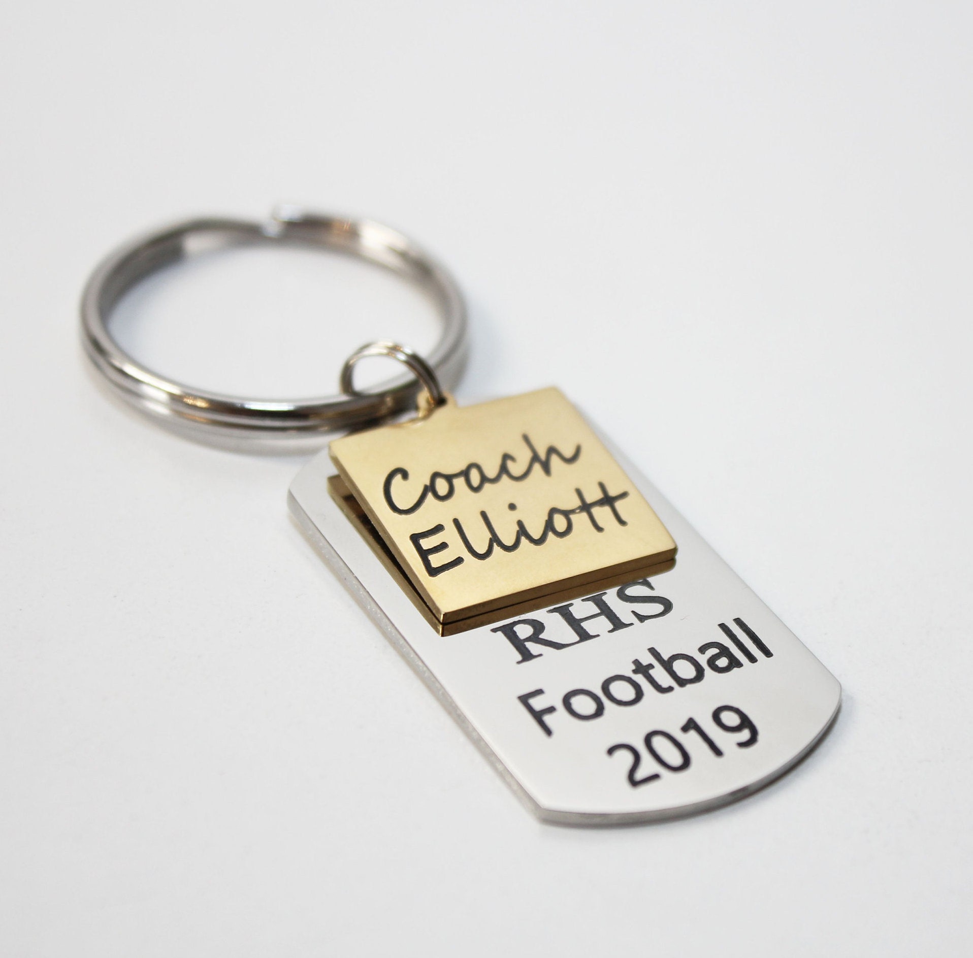 Personalized Football Coach Keychain, Stainless Steel Tag - Etsy