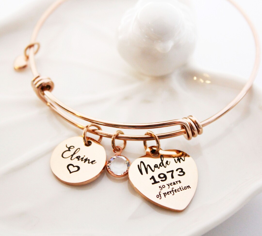 Birthday 50th Bangle, 50th Birthday Bracelet, 50th Birthday Jewelry ...