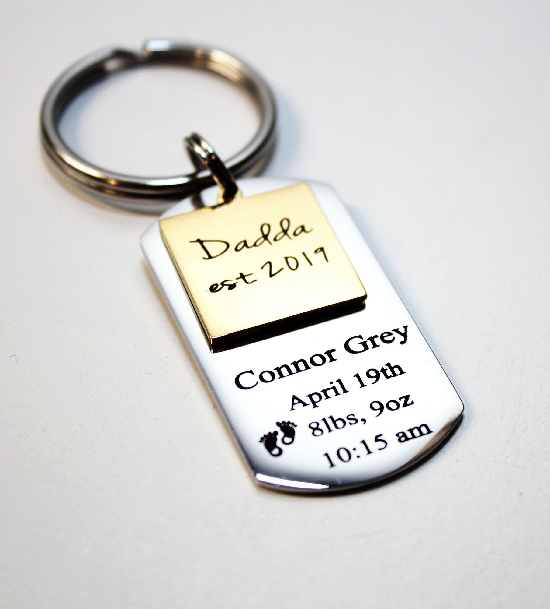 Personalized New Dad Keychain, Engraved Name & Birthdate - Etsy
