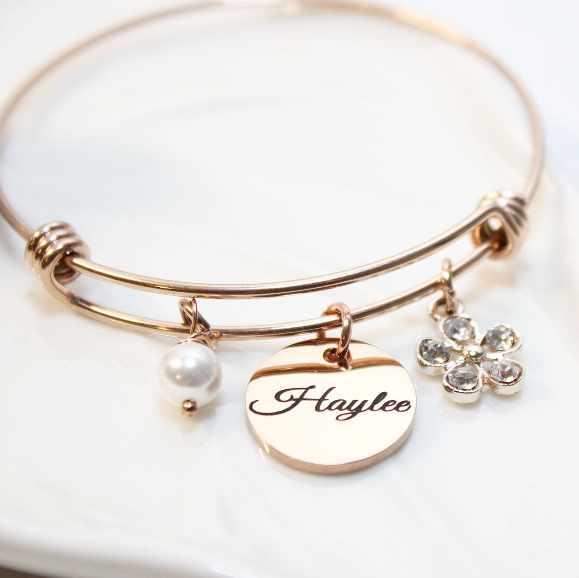 Flower Girl Bracelet Flower Girl Bangle Flower Girl Name - Etsy