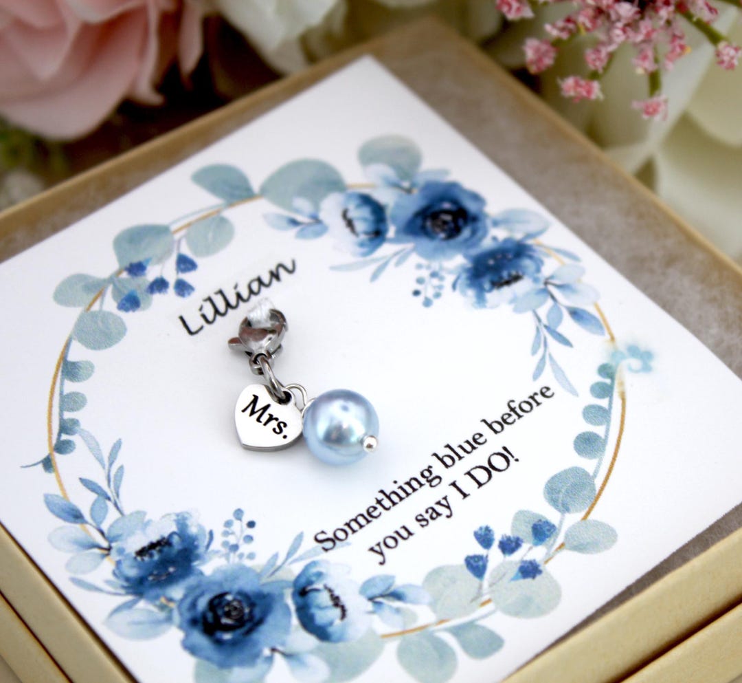 Something Blue Wedding Gift, Something Blue Bouquet Clip With Pearl ...