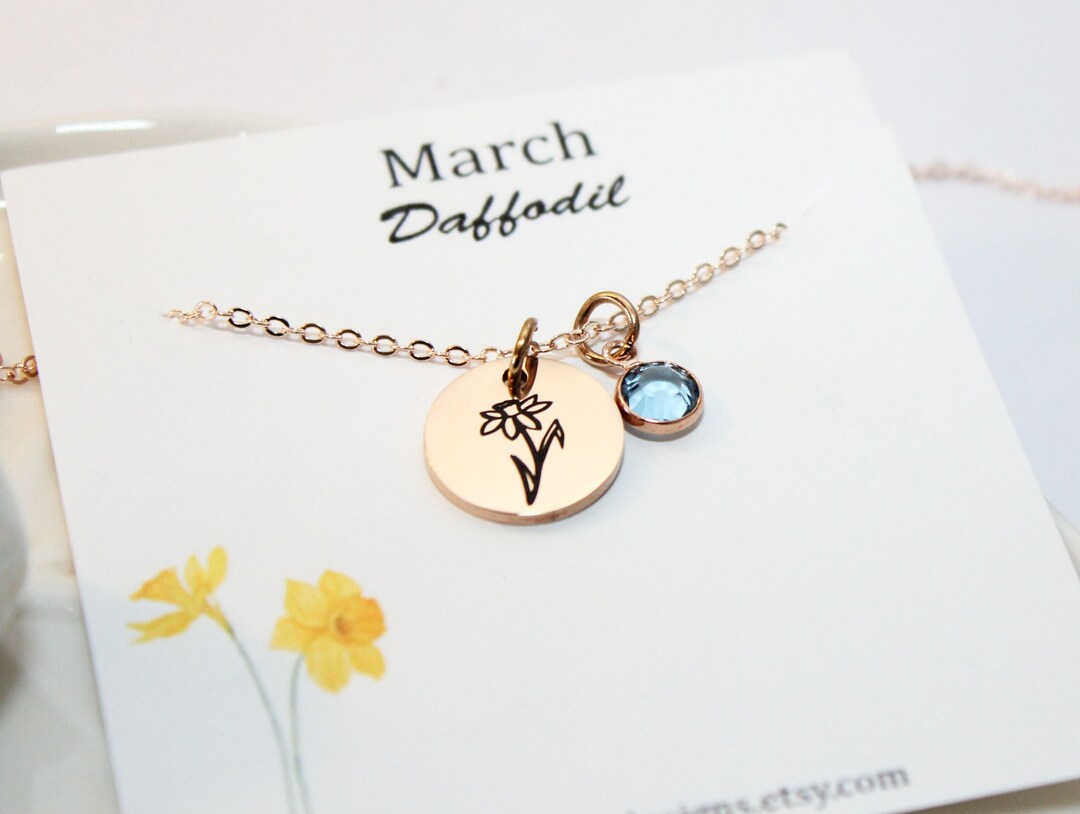 March Birth Flower Necklace, March Necklace, March Jewelry, March ...