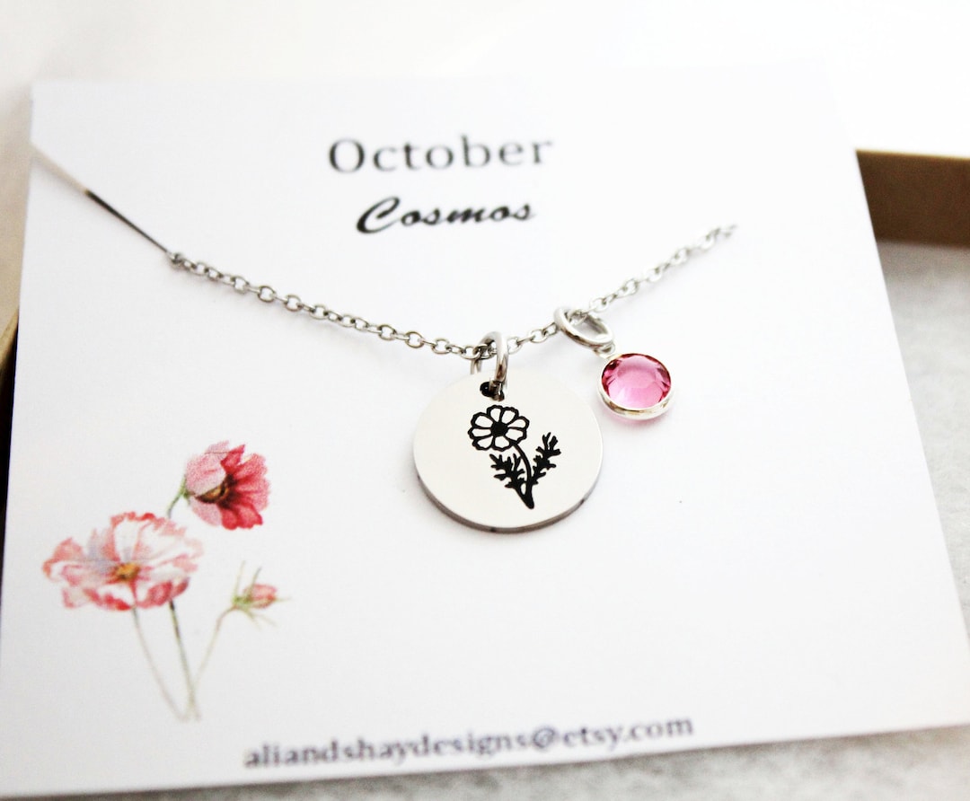 October Birth Flower Necklace, October Necklace, October Jewelry ...