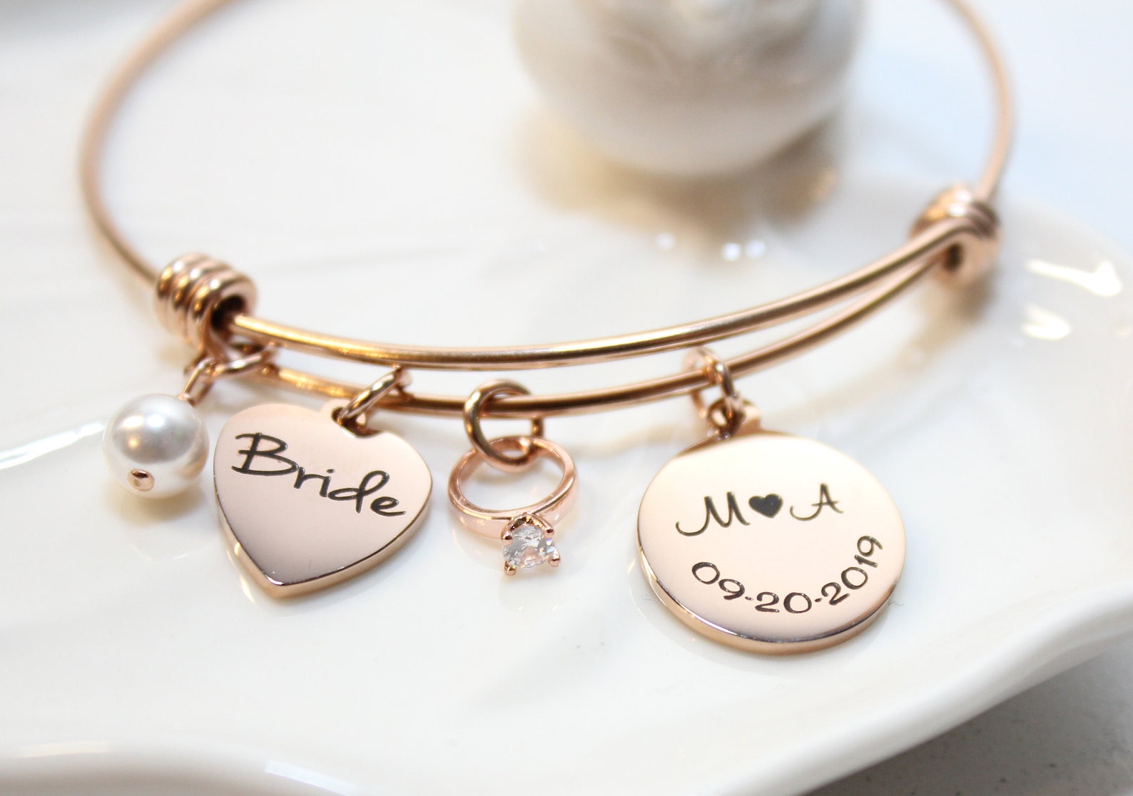 Bride Bracelet Personalized Bride Bracelet Bride Date | Etsy