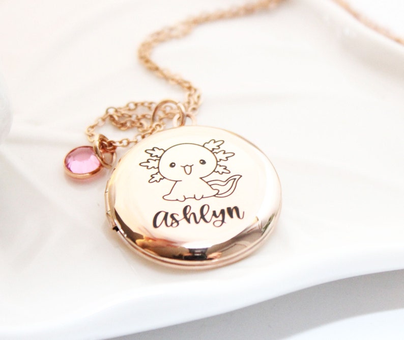 Axolotl Necklace, Axolotl Name Necklace, Axolotl Locket Necklace ...
