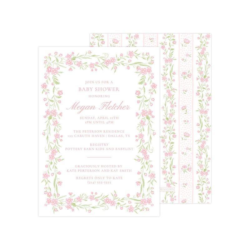 Printable Floral Baby Shower Invitation, Floral Digital Invitation ...