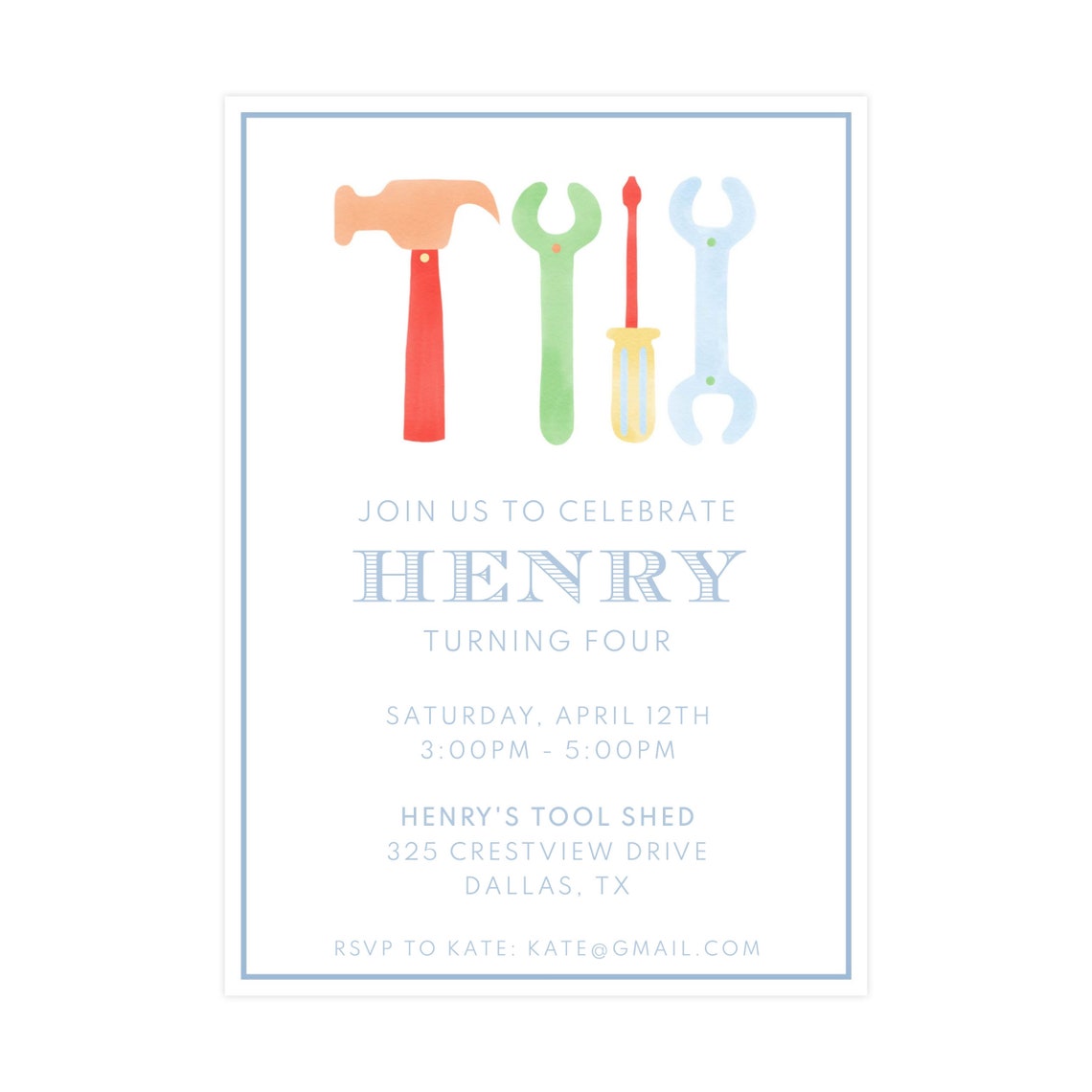 Printable Tools Birthday Invitation, Tools Birthday Invitation Template ...