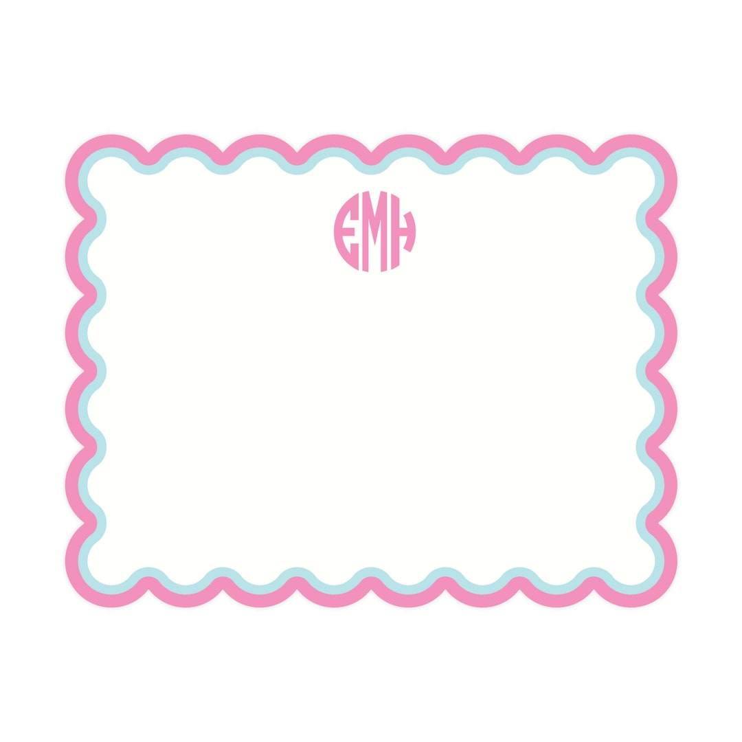 Scallop Edge Stationery, Personalized Scallop Border Note Card ...