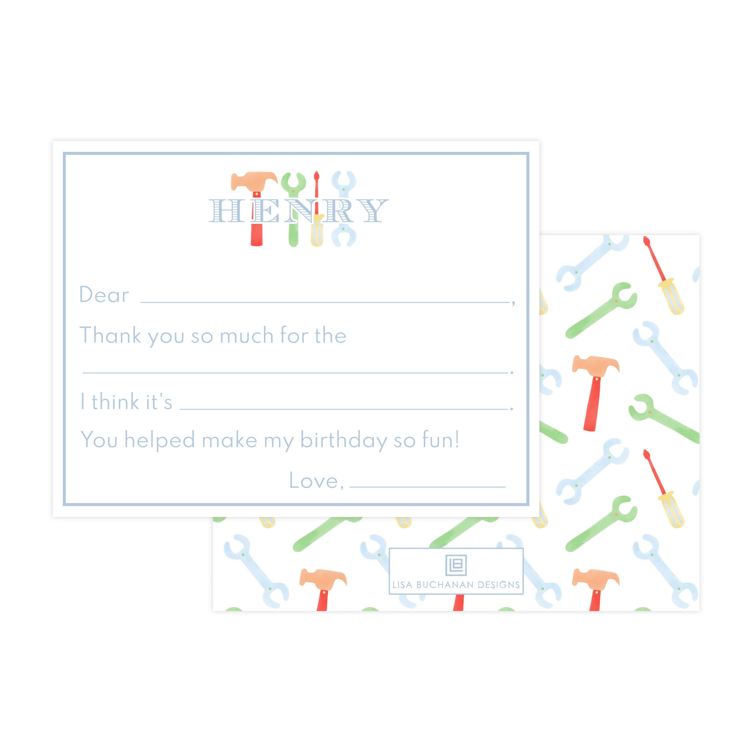 Printable Tools Note Card, Boy Tools Note Card Template, Boy Note Card ...