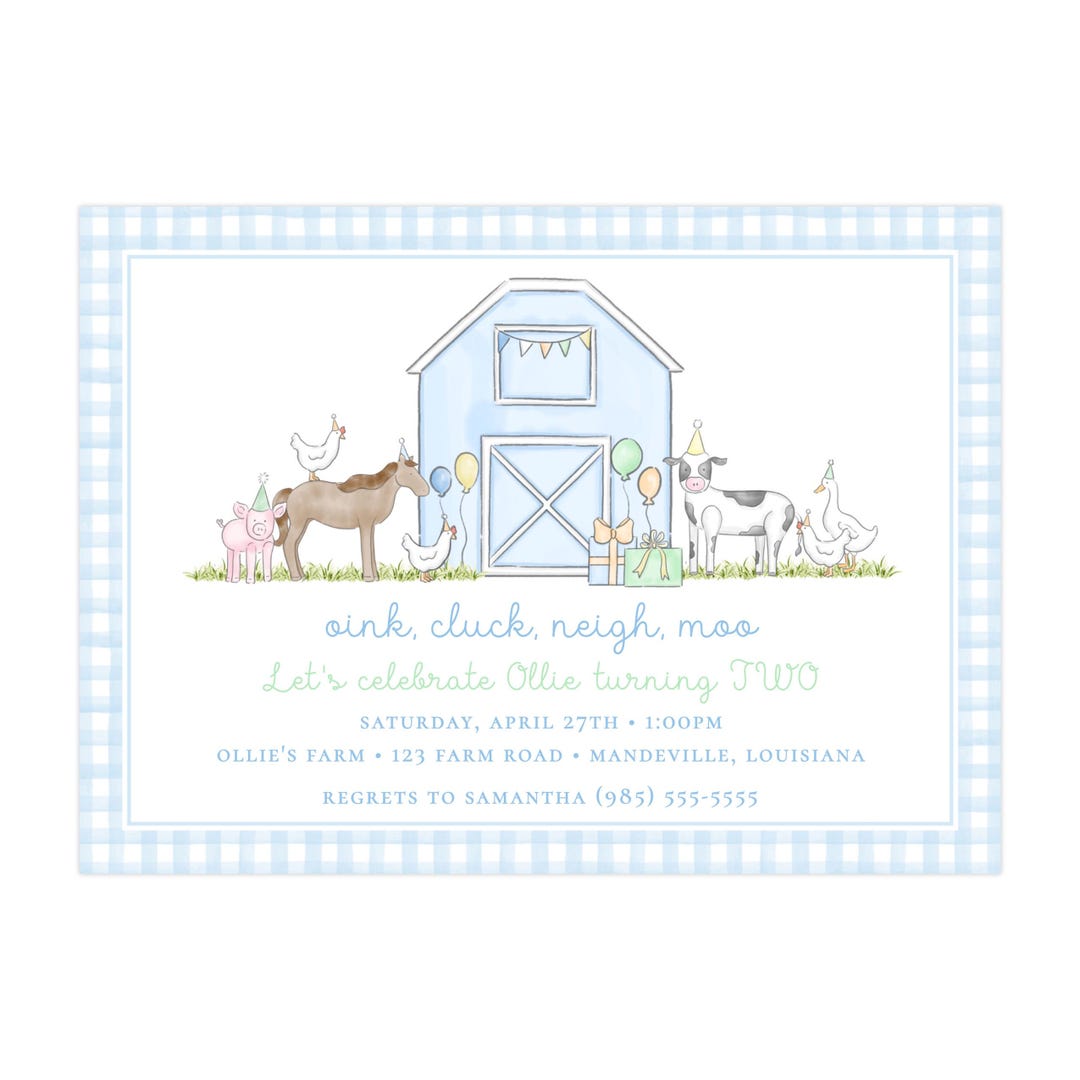 Printable Boy Farm Birthday Invitation, Boy Farm Birthday Invitation ...