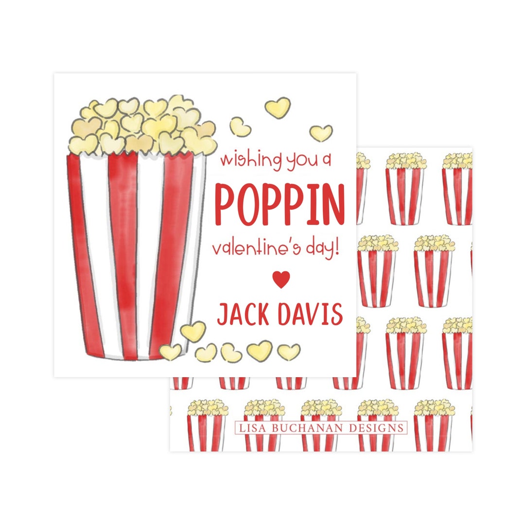 Valentines Popcorn, Valentines Popcorn Gift Tag, Popcorn Favor Tag ...