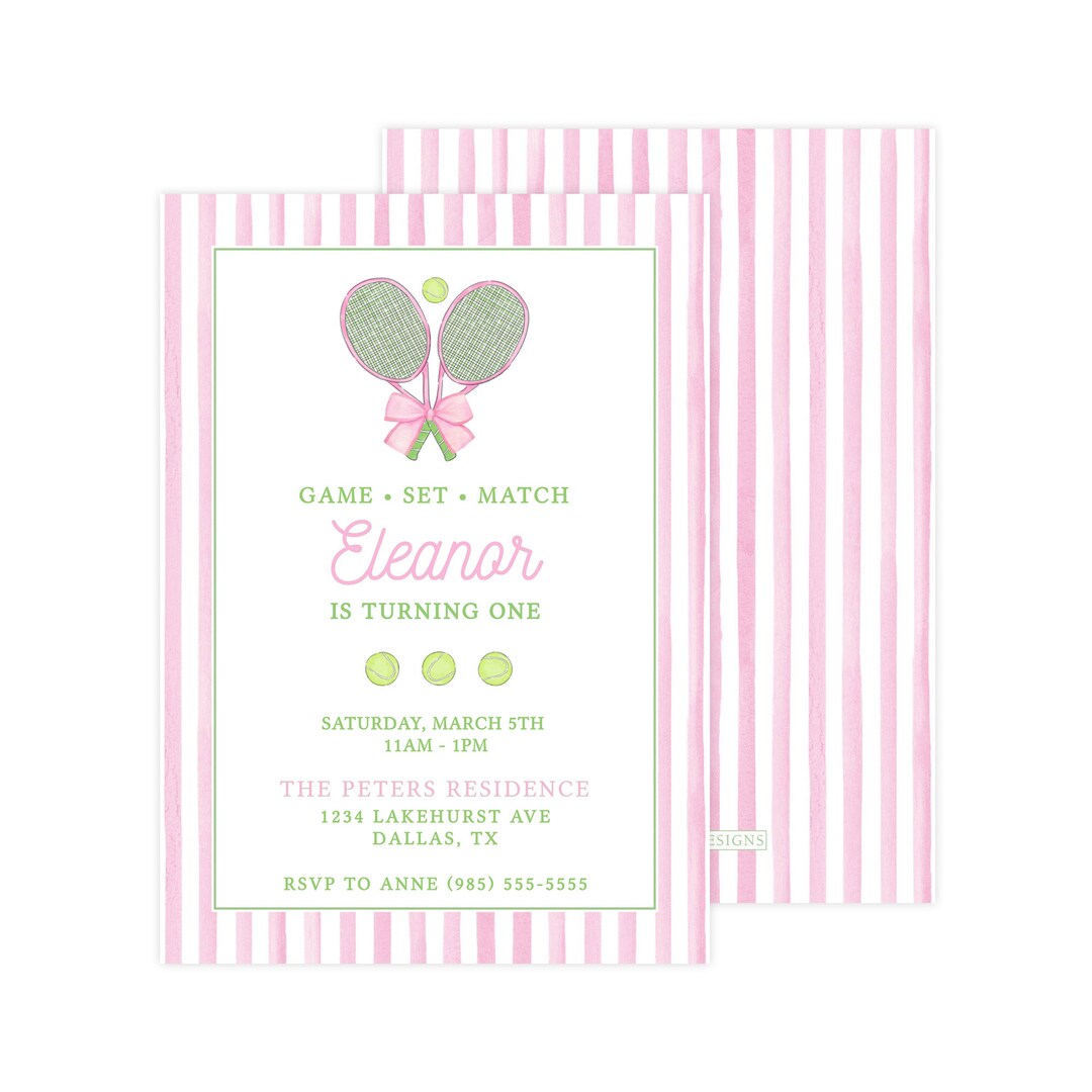 Girl Tennis Birthday Invitation, Printable Tennis Birthday Invitation ...