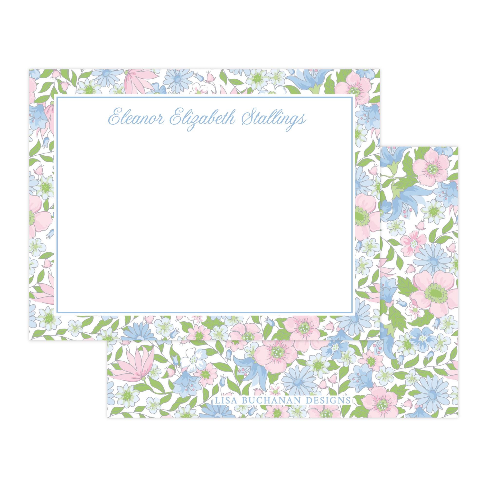 Printable Floral Note Card, Floral Note Card Template, Ditsy Floral ...