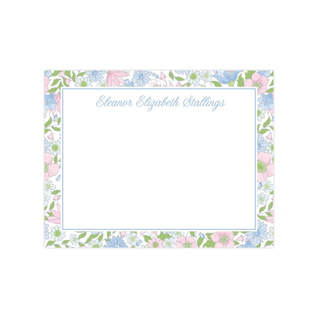 Printable Floral Note Card, Floral Note Card Template, Ditsy Floral ...