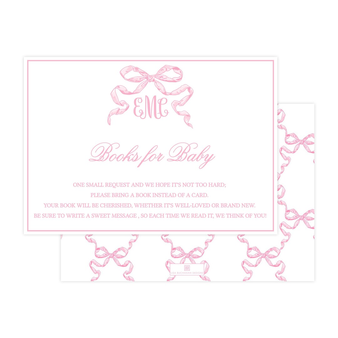 Printable Books for Baby Insert, Pink Bow Books for Baby Template ...