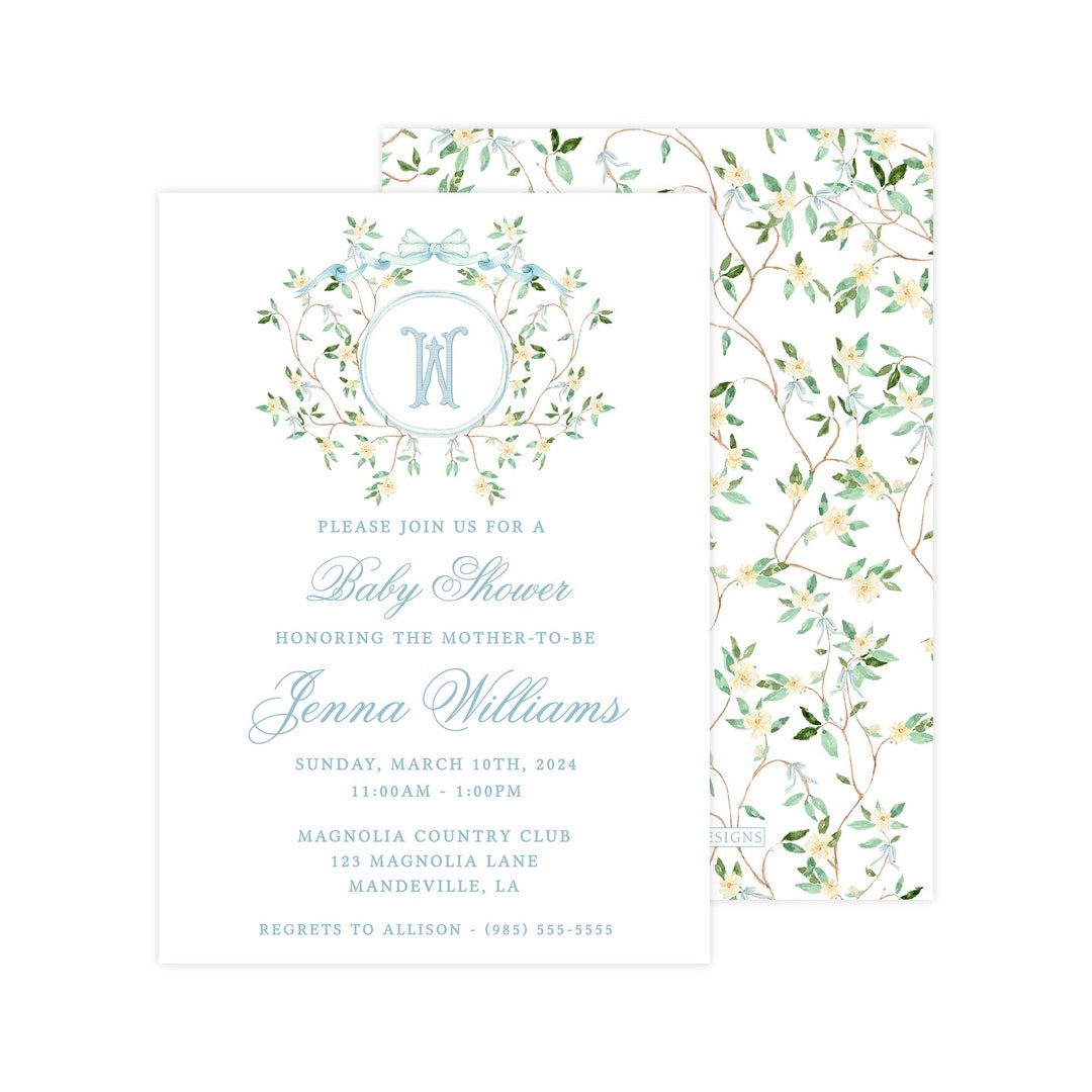 Magnolia Baby Shower Invitation, Magnolia Wedding Invitation Template ...