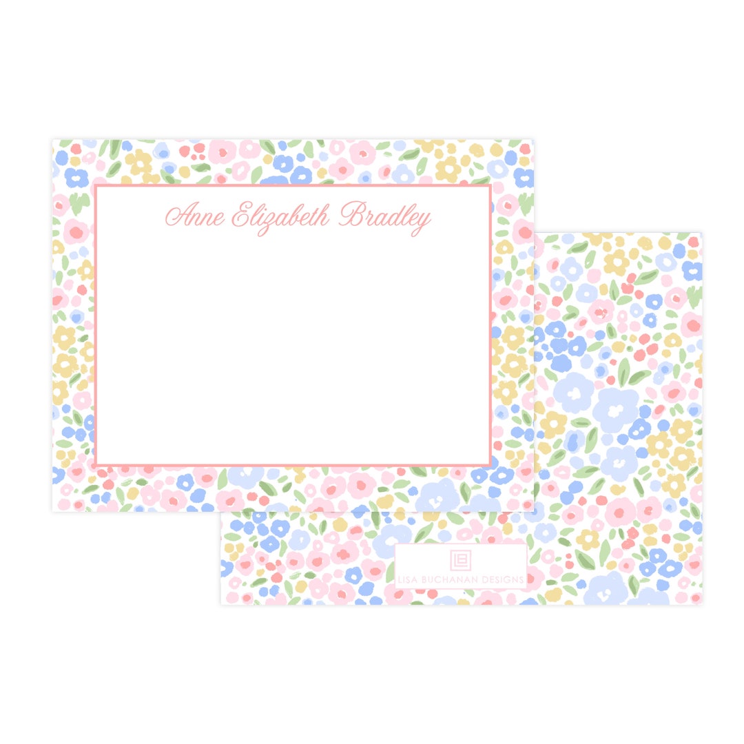 Printable Floral Note Card, Girls Floral Note Card Template, Floral ...
