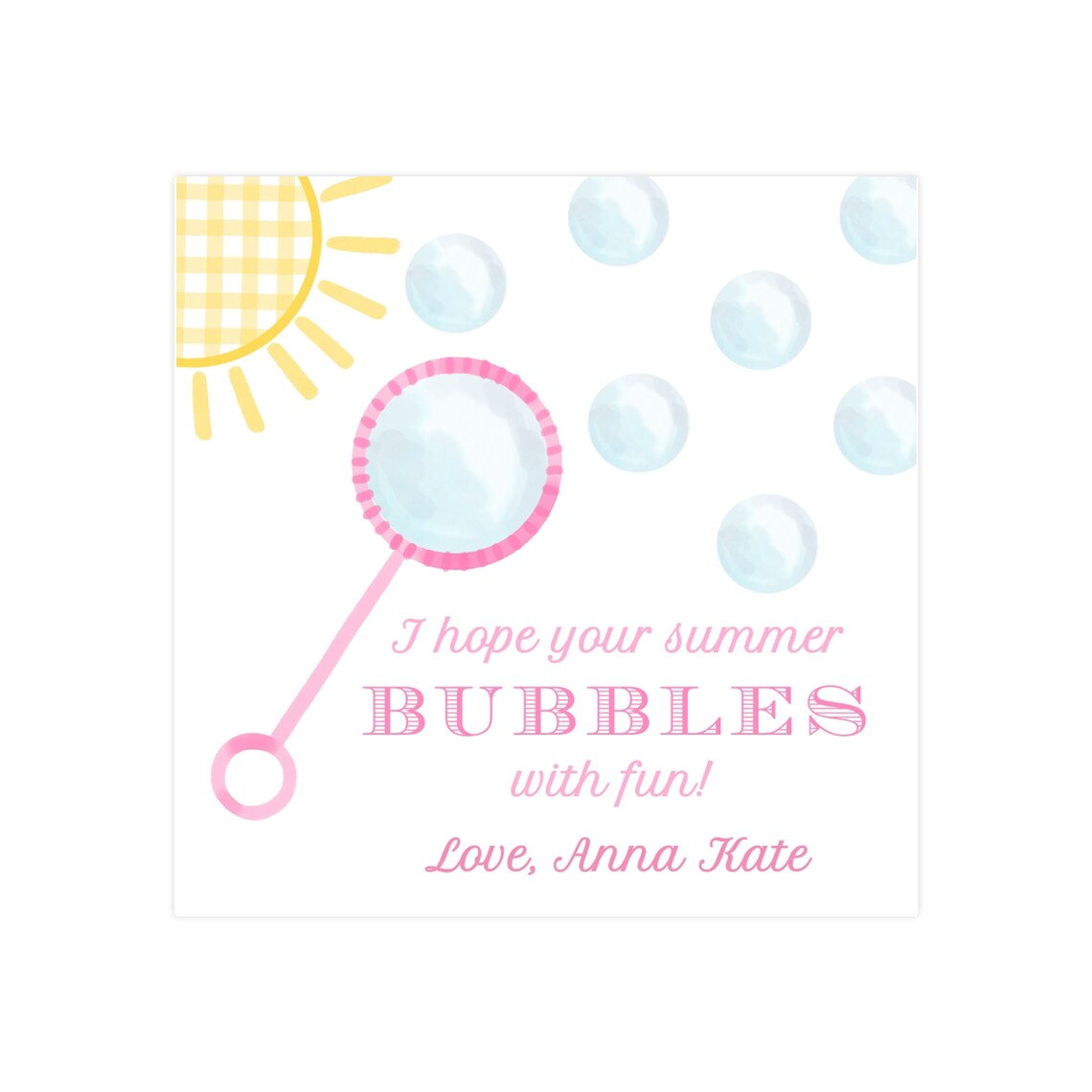 Editable Bubbles Gift Tag, End of School Gift Tag, End of School ...