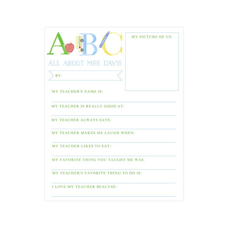 Editable All About My Teacher Letter, Printable All About My Teacher ...