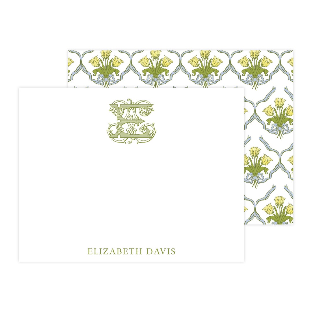 DIGITAL Monogrammed Note Card, Printable Monogram Note Card Template ...