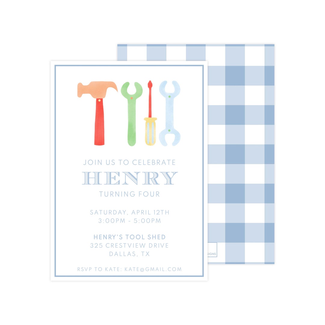 Printable Tools Birthday Invitation, Tools Birthday Invitation Template ...
