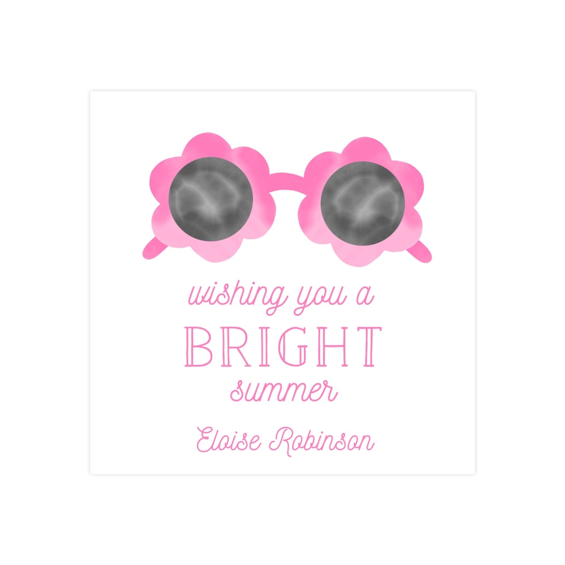Editable Pink Sunglasses Gift Tag, Printable Pink Sunglasses Gift Tag ...
