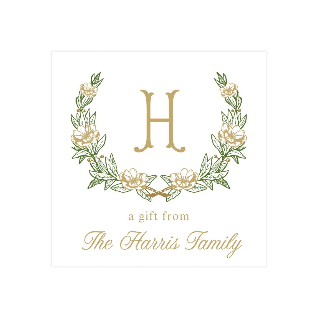 Printable Monogram Crest Gift Tag, Women's Crest Gift Tag, Personalized ...