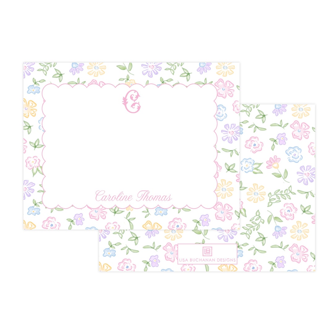 Printable Floral Note Card, Girls Floral Note Card Template, Floral ...