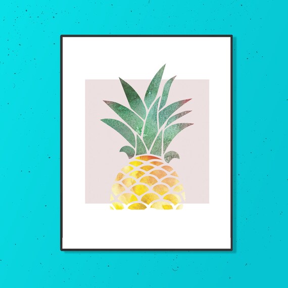 Hawaii Print: Pineapple Watercolor Decorative Poster Print | Etsy